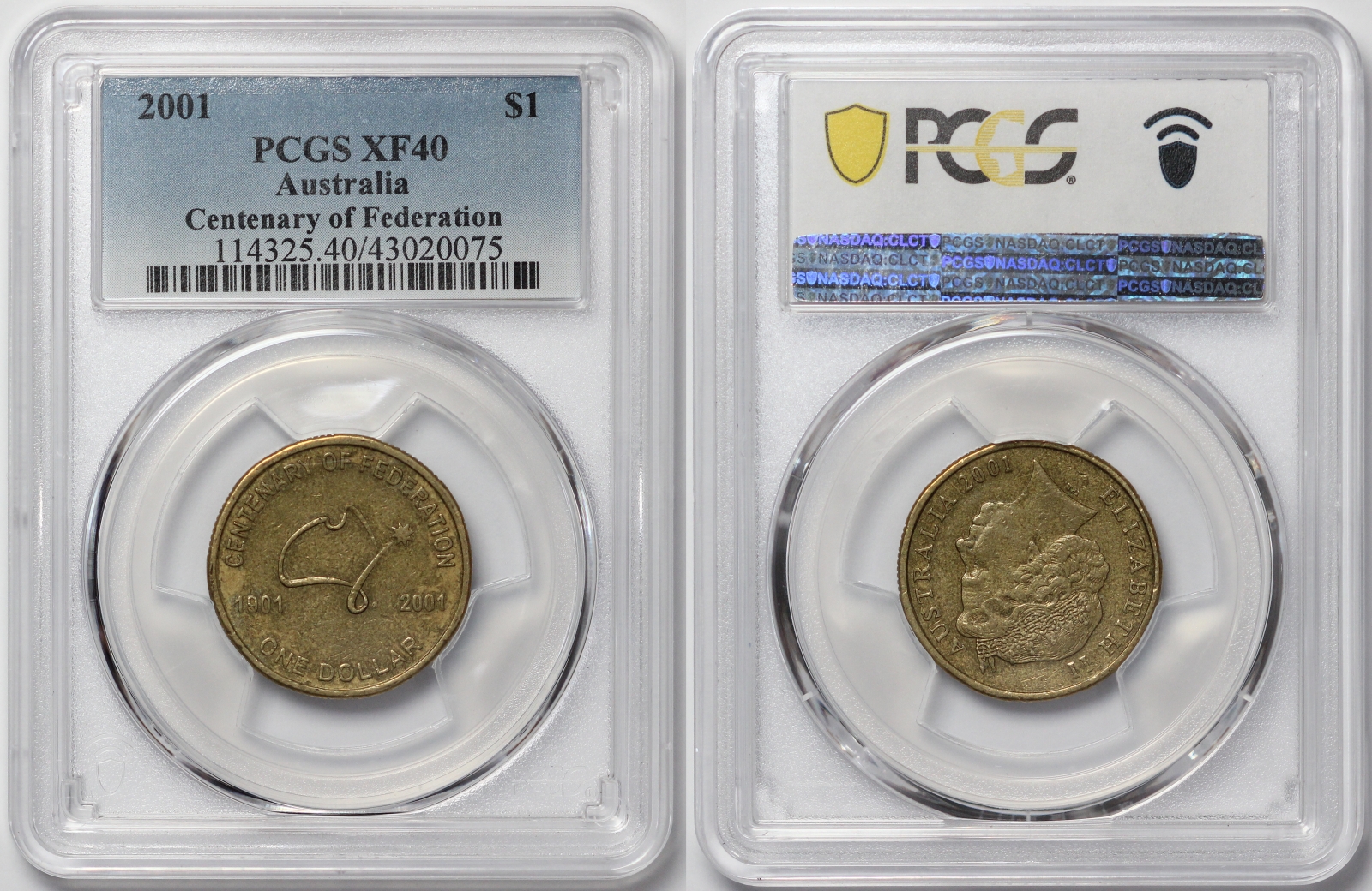 PCGS Graded XF40 Australia 2001 $1 Centenary Of Federation 180° Rotation Coin - Imperial Numismatics