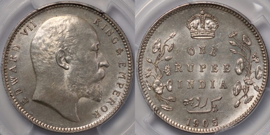PCGS Graded MS62 India British 1905(C) Rupee Calcutta Uncirculated ...
