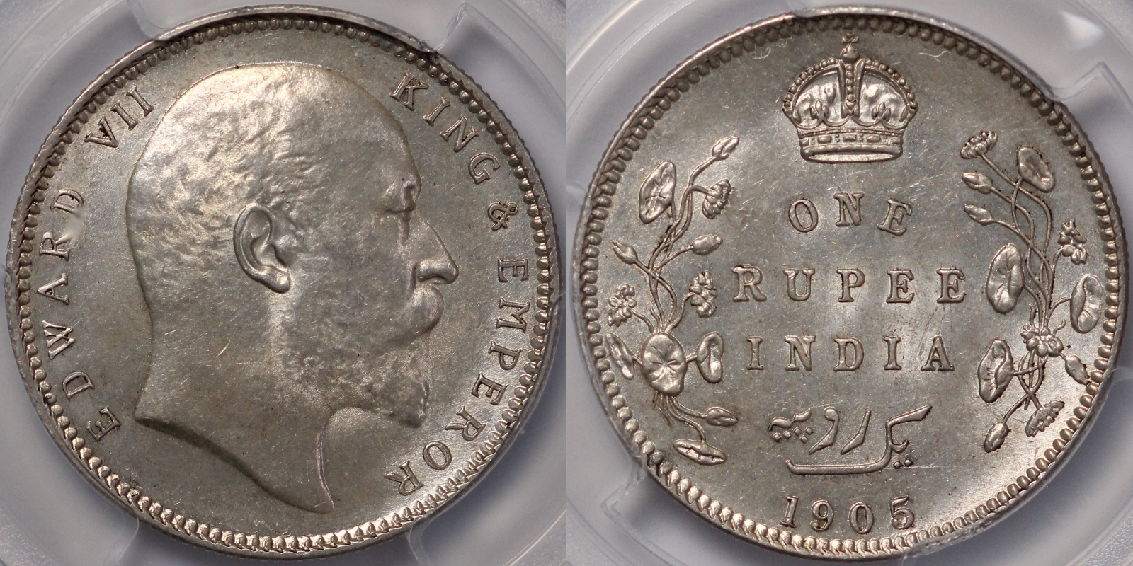 PCGS Graded MS62 India British 1905(C) Rupee Calcutta Uncirculated ...