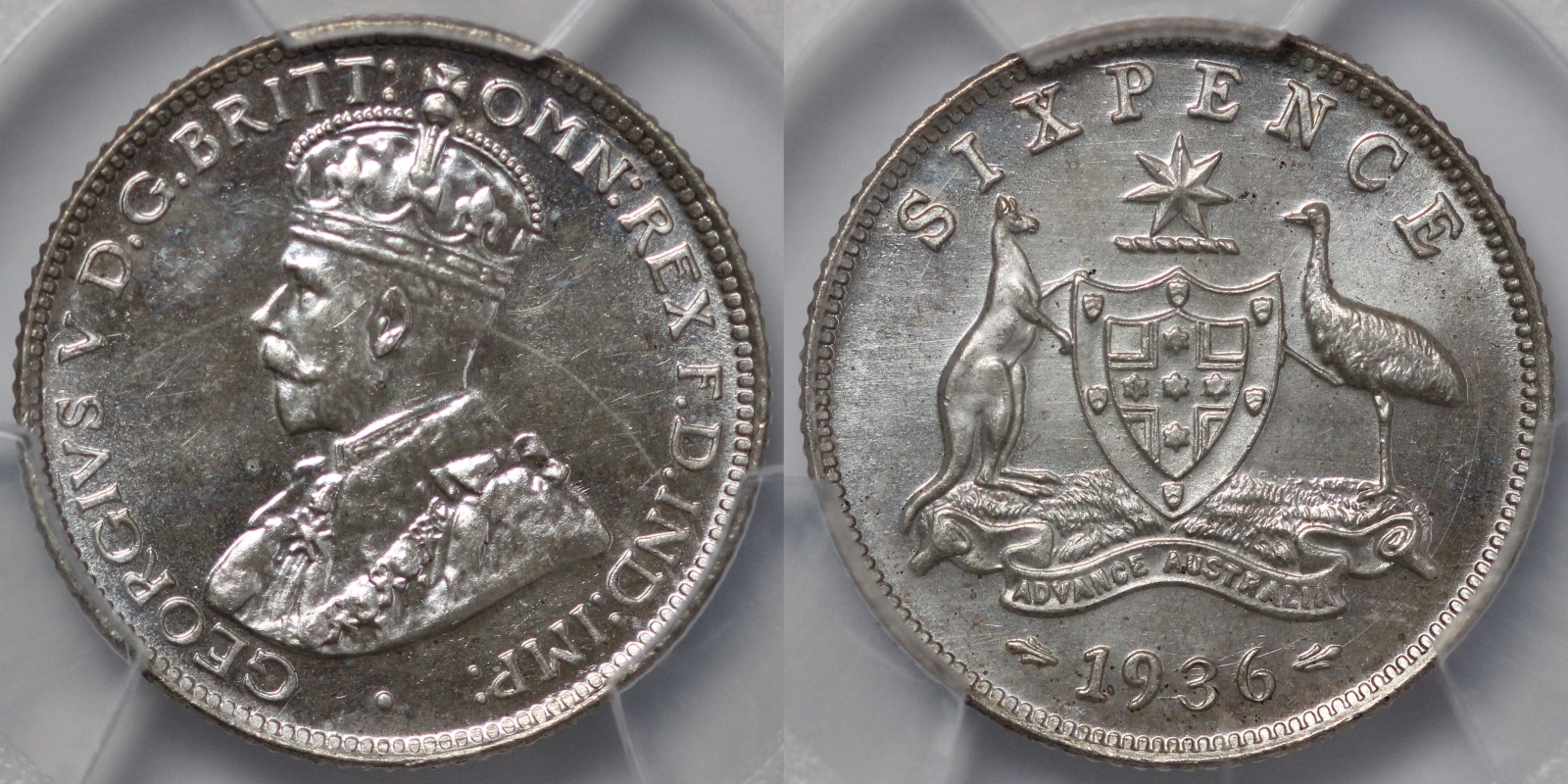 PCGS Graded MS65 Australia 1936 Sixpence 6D George V Uncirculated ...