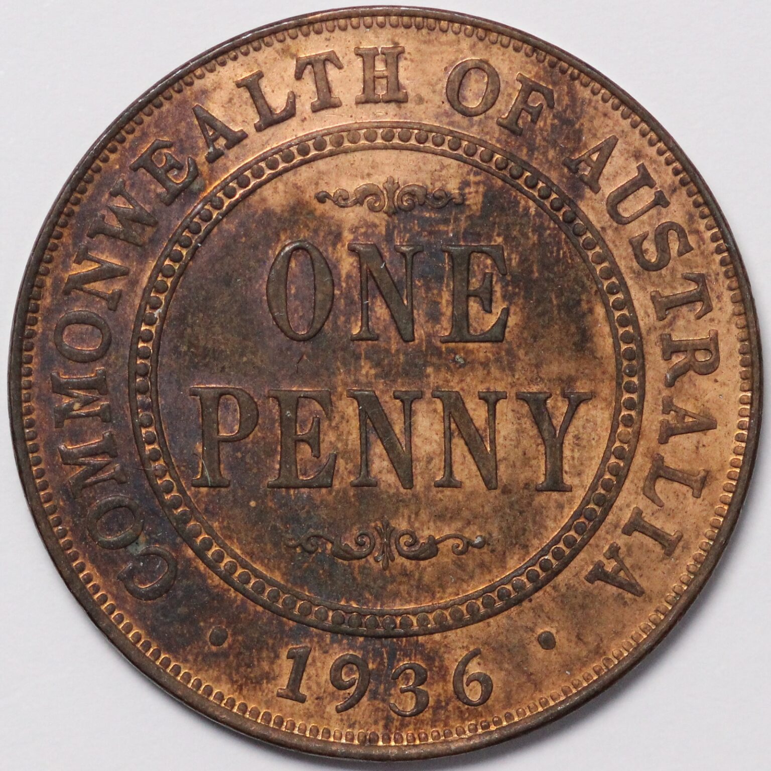 Australia 1936 One Penny 1D George V Copper Coin - Imperial Numismatics