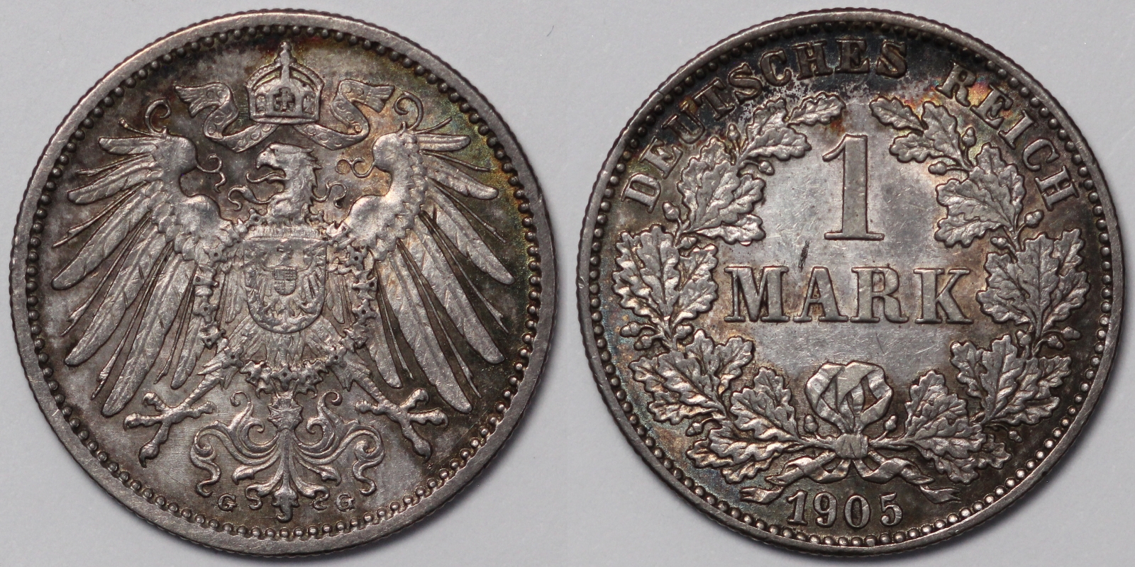 Germany - Empire 1905-G 1 Mark Karlsruhe Mint KM# 14 Silver Coin ...