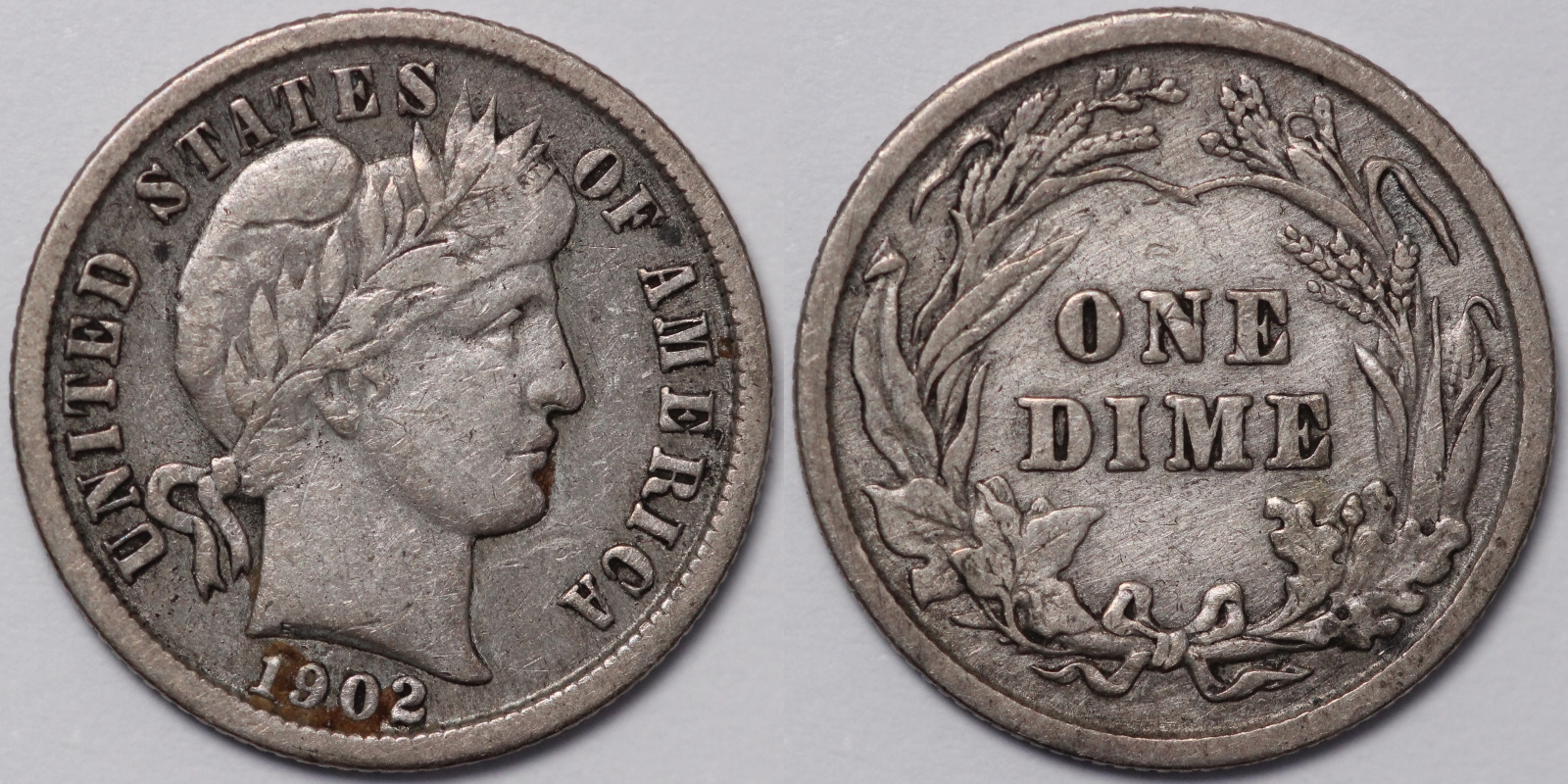 United States USA 1902 Barber Dime 10C Philadelphia Mint World Silver ...