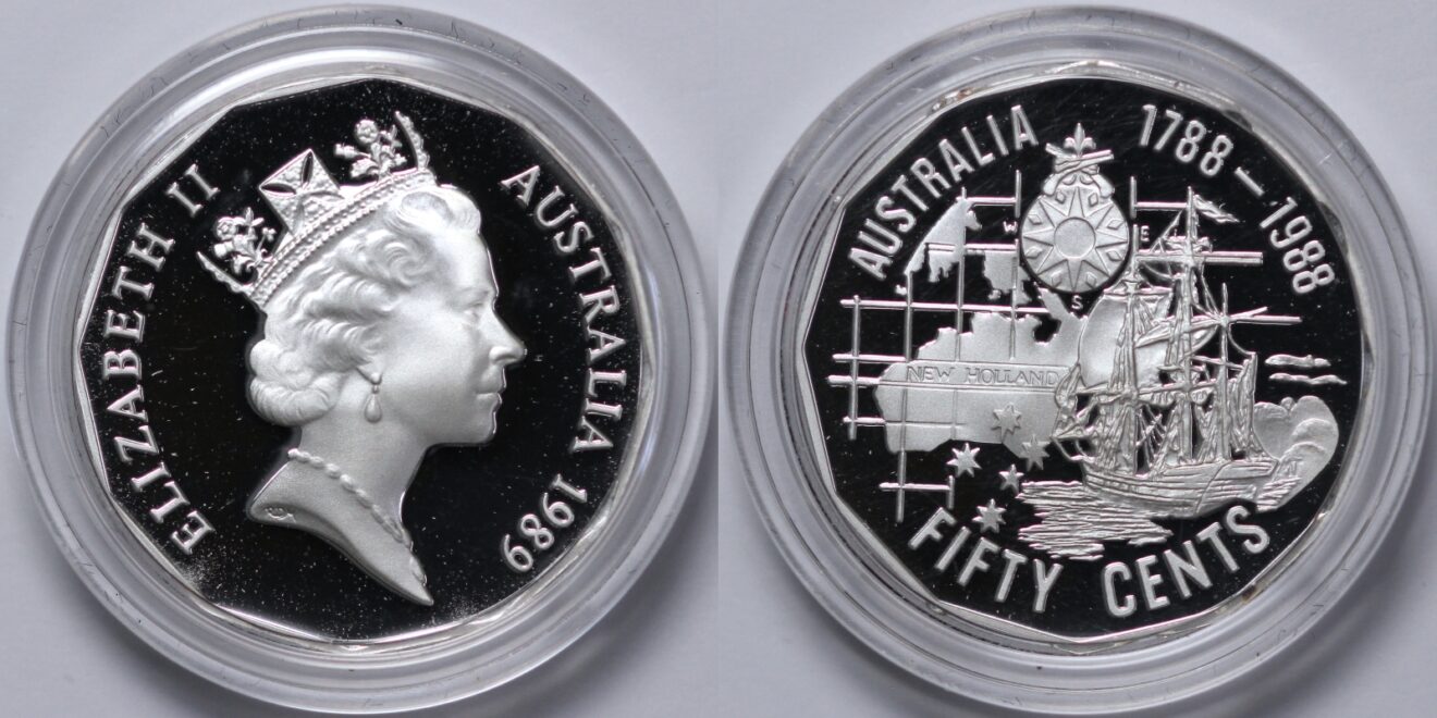 Australia 1989 Fifty Cent Masterpieces First Fleet Bicentenary Silver Proof Coin - Imperial ...