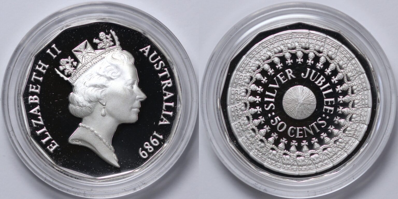 Australia 1989 Fifty Cent 50c Masterpieces 1977 Silver Jubilee Silver Proof Coin - Imperial ...