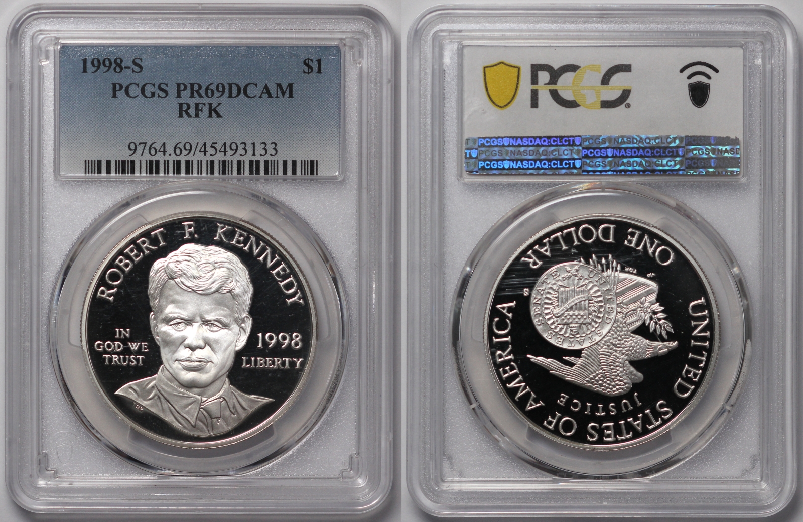 PCGS Graded PR69DCAM United States 1998-S Robert F. Kennedy $1 Proof ...