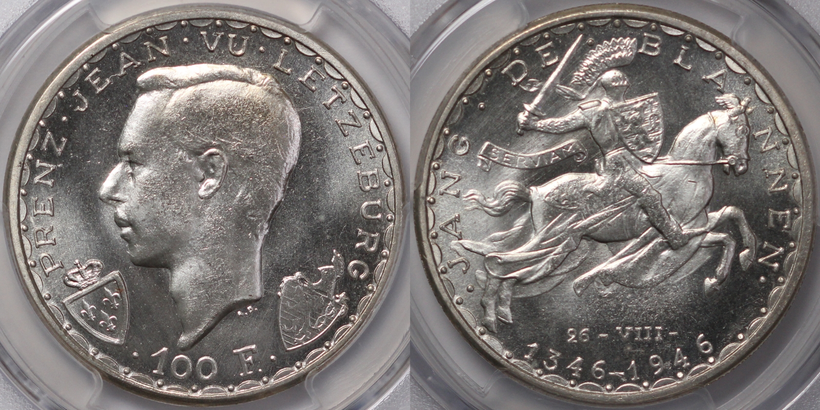 PCGS Graded MS66 Luxembourg "1946" 100 Francs Restrike w/o BONNETAIN ...