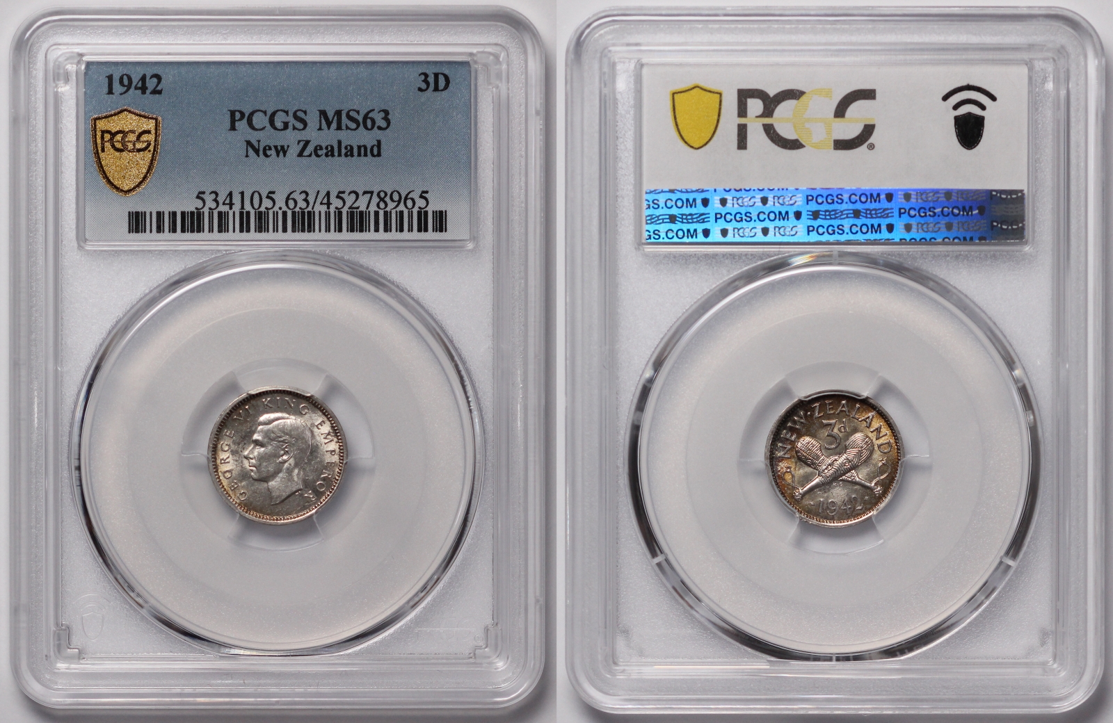 PCGS Graded MS63 New Zealand 1942 Threepence 3D KM-7 Uncirculated ...