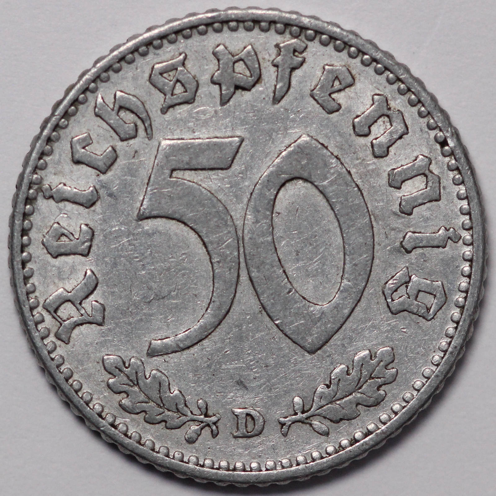 Germany Third Reich 1935-D 50 Reichspfennig KM#87 Munich Mint Aluminium ...