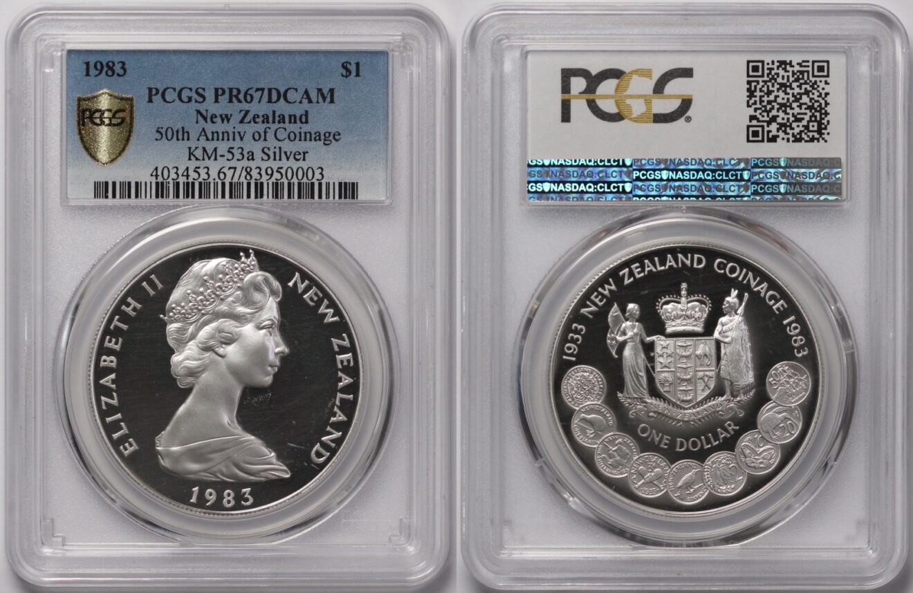 PCGS Graded PR67DCAM New Zealand 1983 $1 50th Anniv of Coinage Proof ...