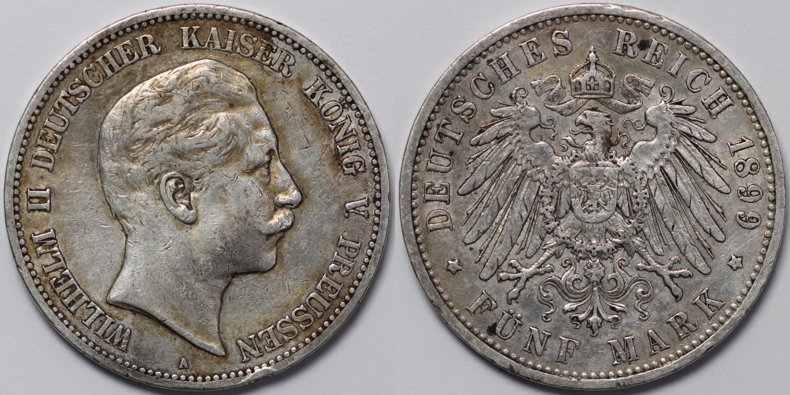 German States Prussia 1899-A 5 Mark Wilhelm II Berlin Mint KM# 523 ...