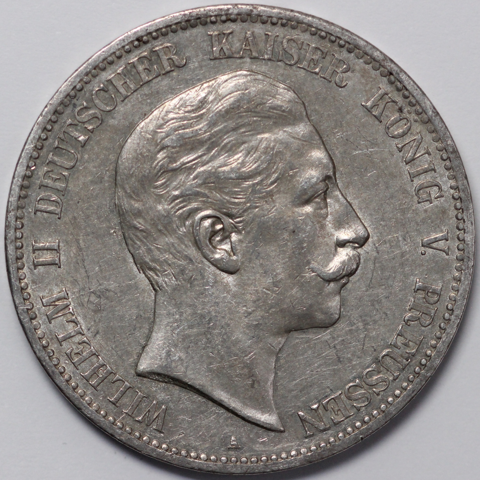 German States Prussia 1907-A 5 Mark Wilhelm II Berlin Mint KM# 523 ...