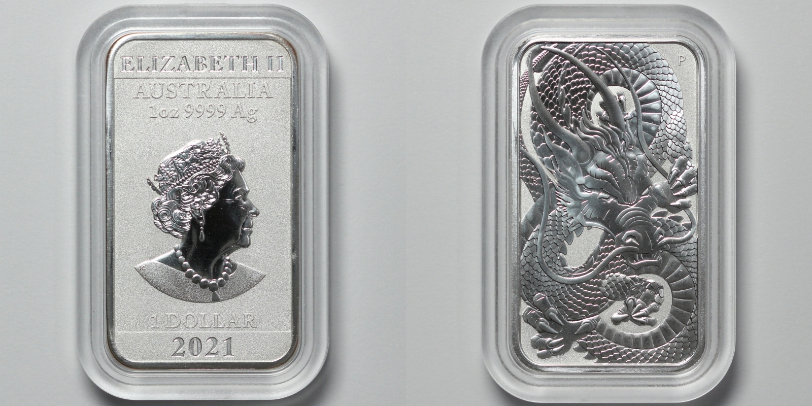 Australia 2021 $1 1oz 9999 Silver Dragon Rectangular Bullion Coin/Bar ...