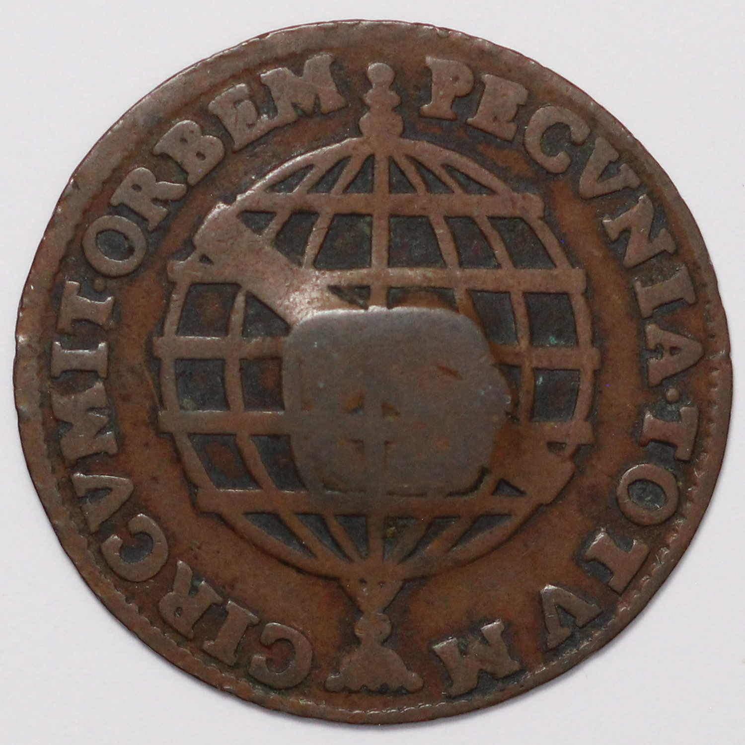 Brazil ND(1809) 20 Reis Shield Countermark on 1735 10 Reis Host Copper ...