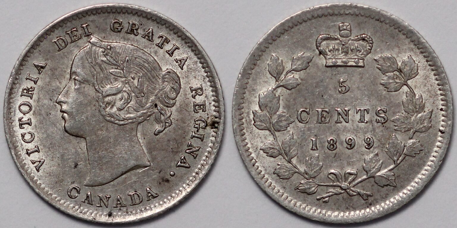 Canada 1899 5 Cents Victoria KM# 2 World Silver Coin - Imperial Numismatics