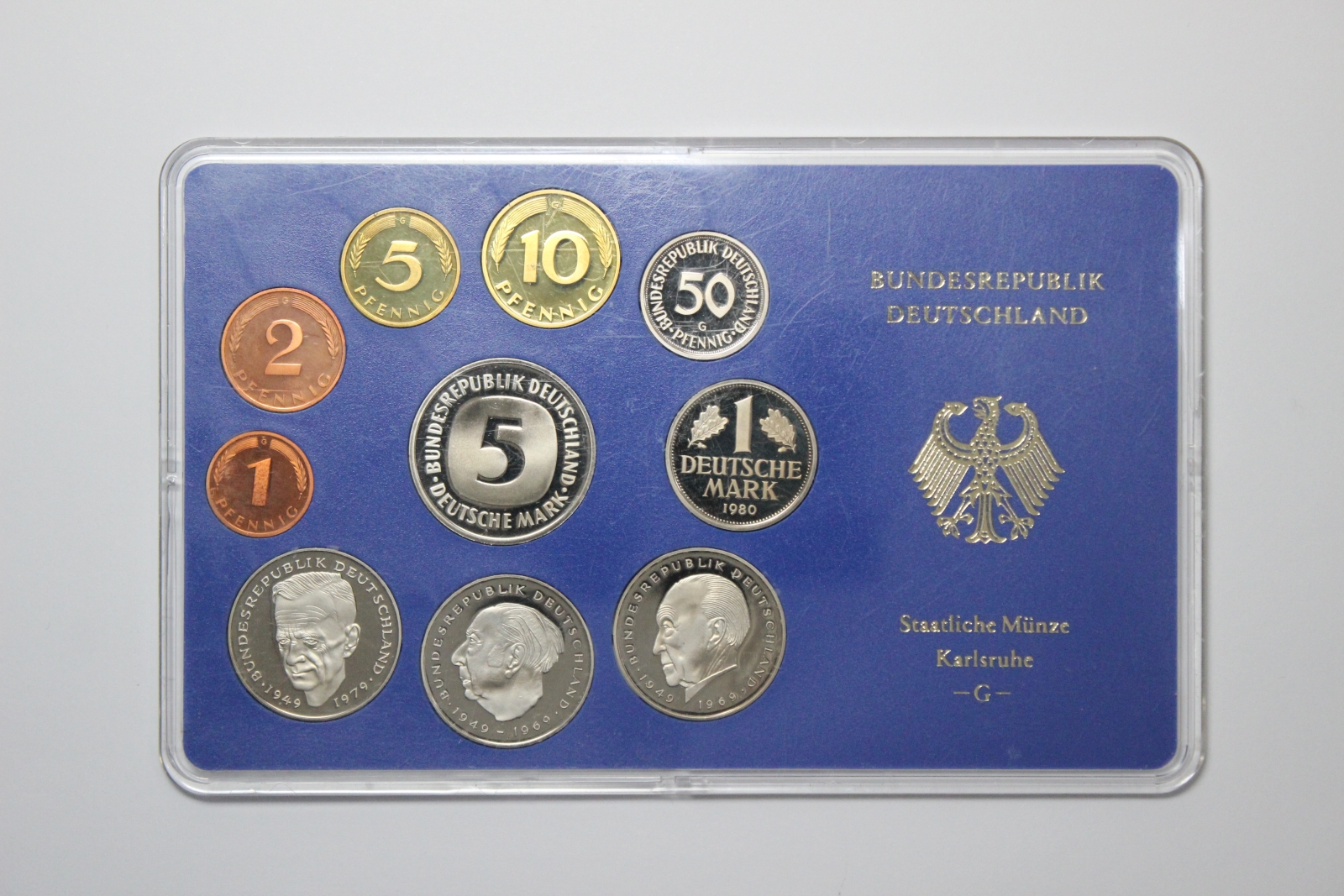 Germany - Federal Republic 1980-G 10-Coin Proof Set Karlsruhe Mint ...