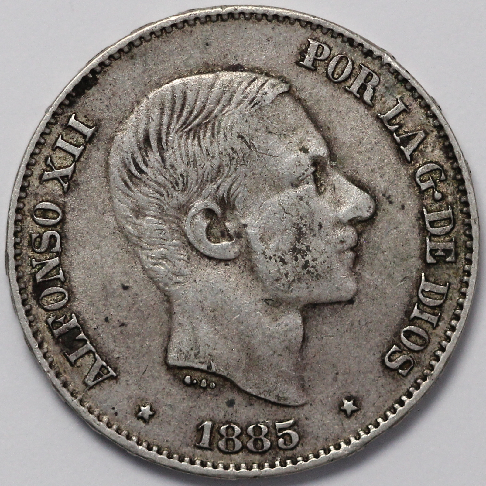 Spanish Philippines 1885 50 Centimos Alfonso XII KM# 150 World Silver ...