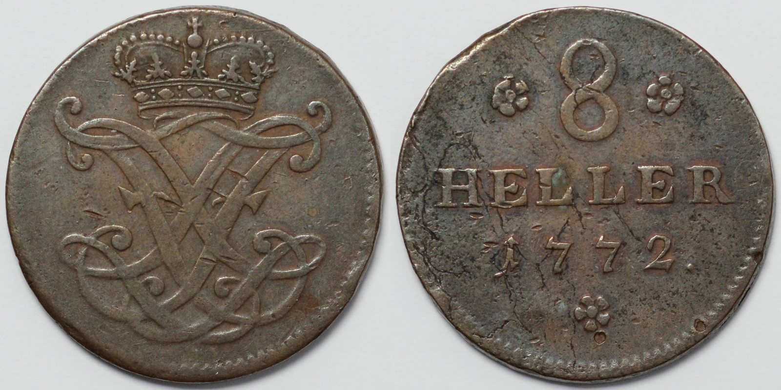German States Hesse-Cassel 1772 8 Heller KM# 501 World Copper Coin ...