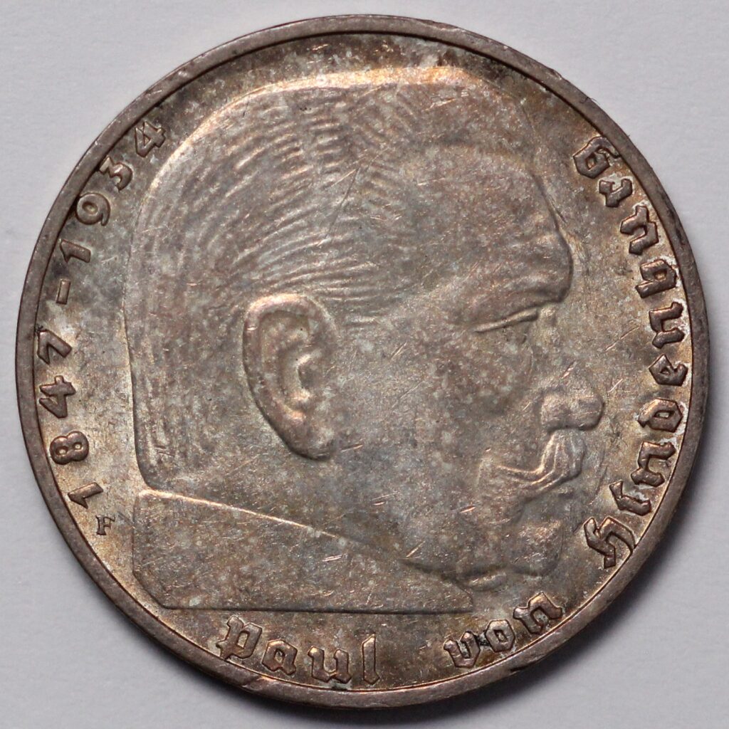 Germany - Third Reich 1939-F 2 Reichsmark KM# 93 Swastika-Hindenburg Silver Coin - Imperial ...