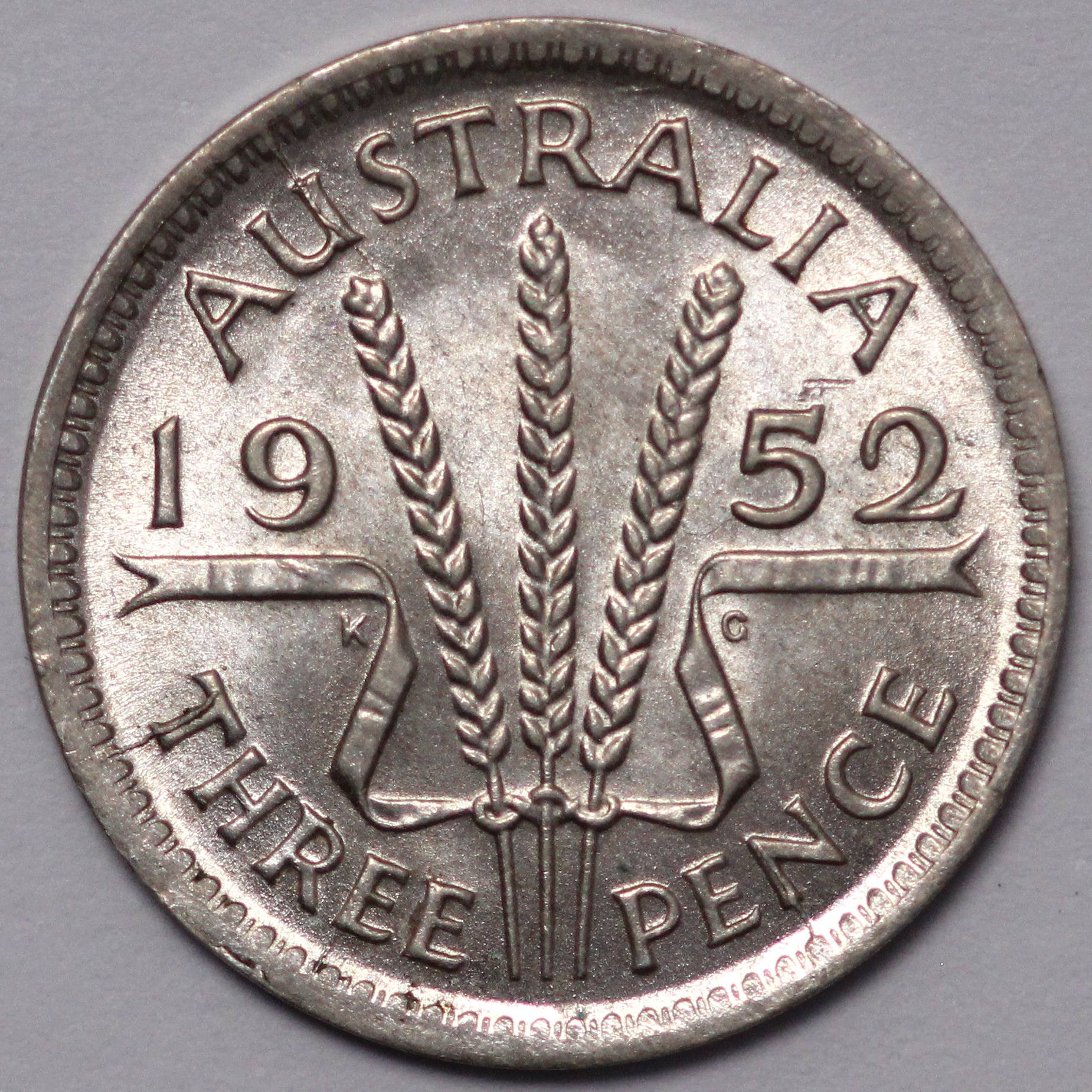 Australia 1952(m) Threepence 3D George VI Melbourne Mint Silver Coin ...