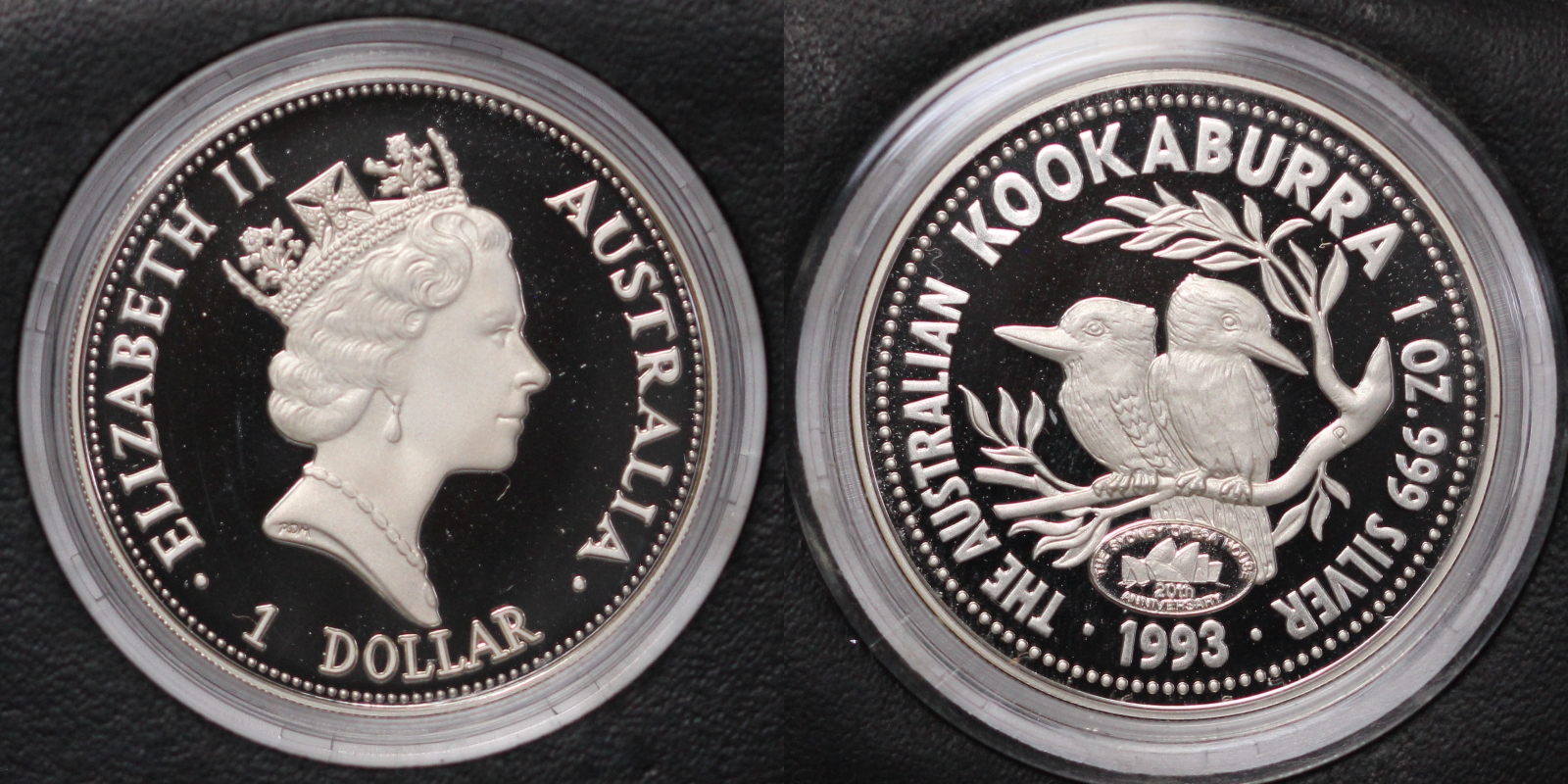 1993 Australian Kookaburra Sydney Opera House Privy Mark 1oz Silver ...