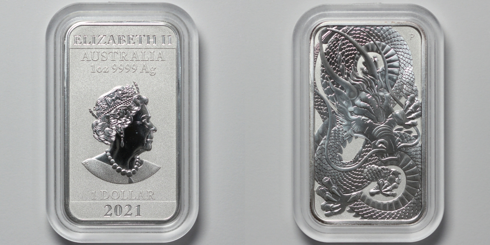 Australia 2021 $1 1oz 9999 Silver Dragon Rectangular Bullion Coin/Bar ...