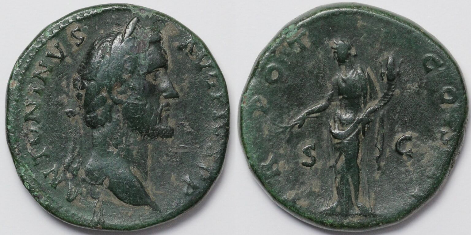 Ancient Roman Imperial Coin Antoninus Pius Æ Sestertius AD 139 Pax Rome ...
