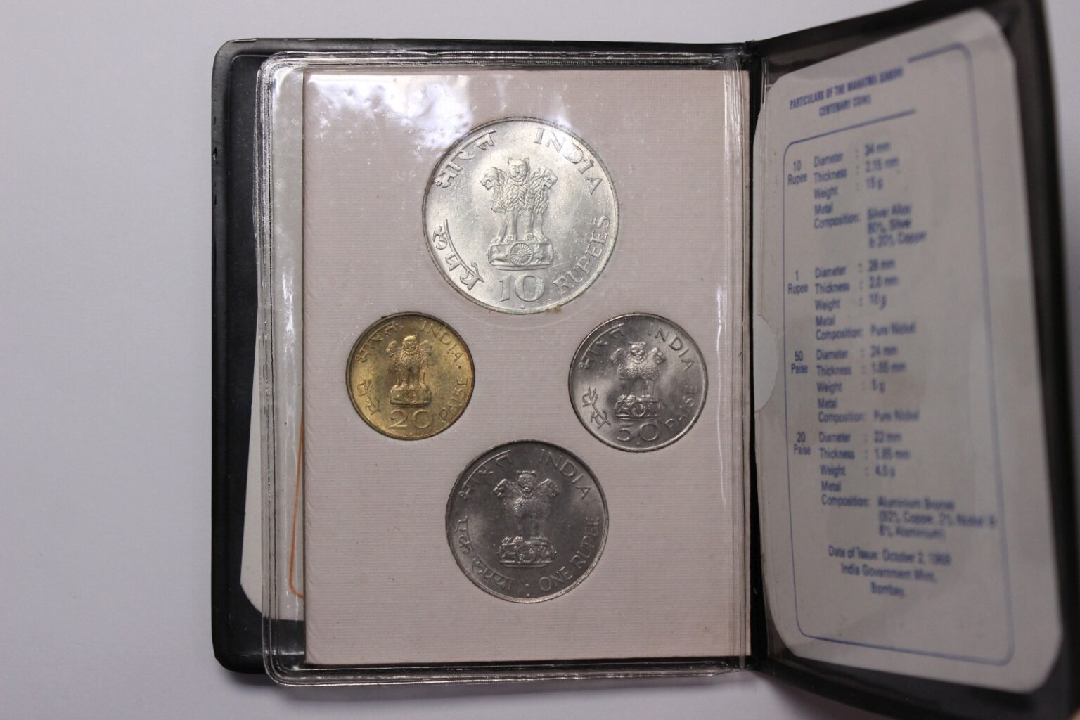 India-Republic 1969 Mahatma Gandhi Centenary Coins Uncirculated 4-Coin ...