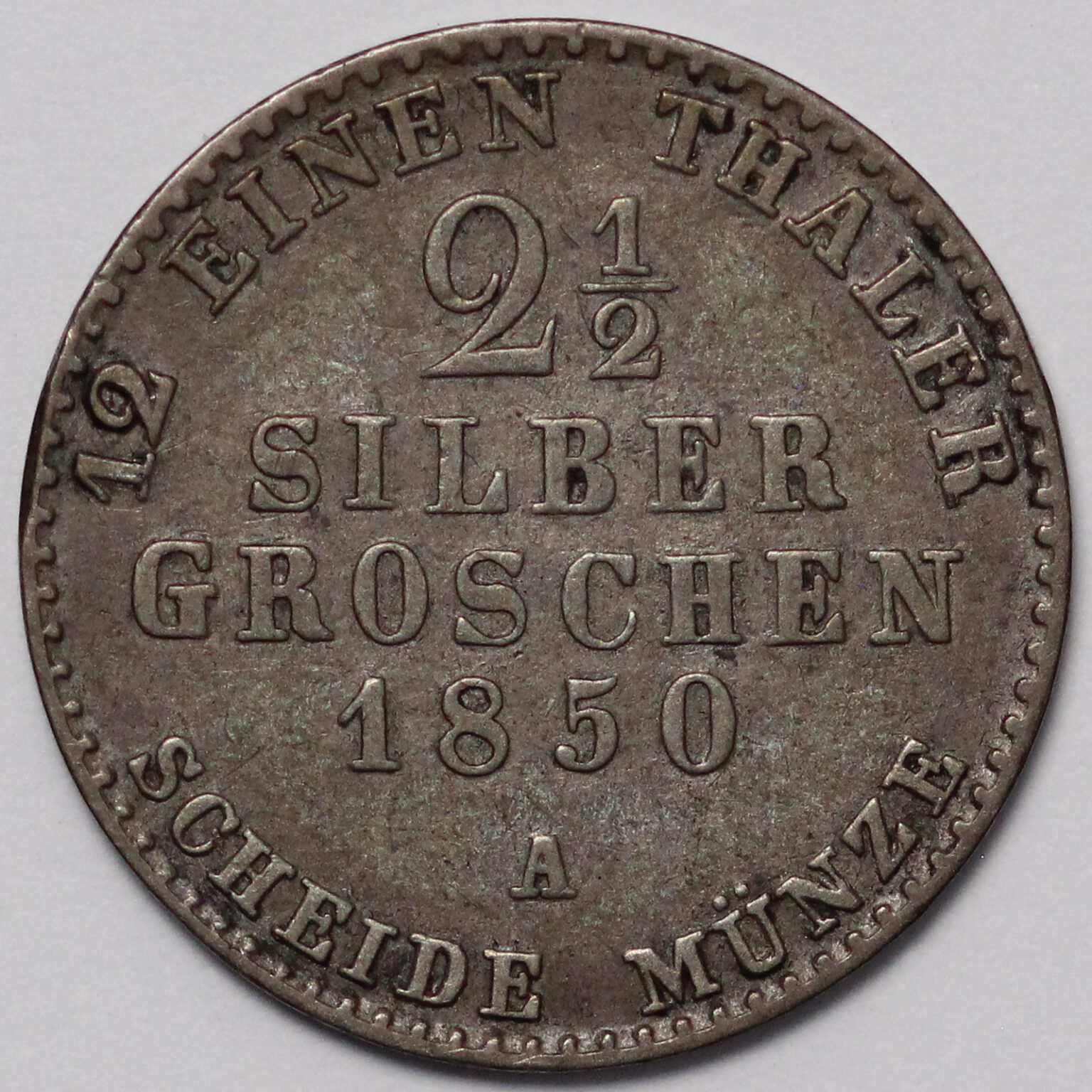 German States-Prussia 1850-A 2-1/2 Groschen Friedrich Wilhelm IV Silver ...