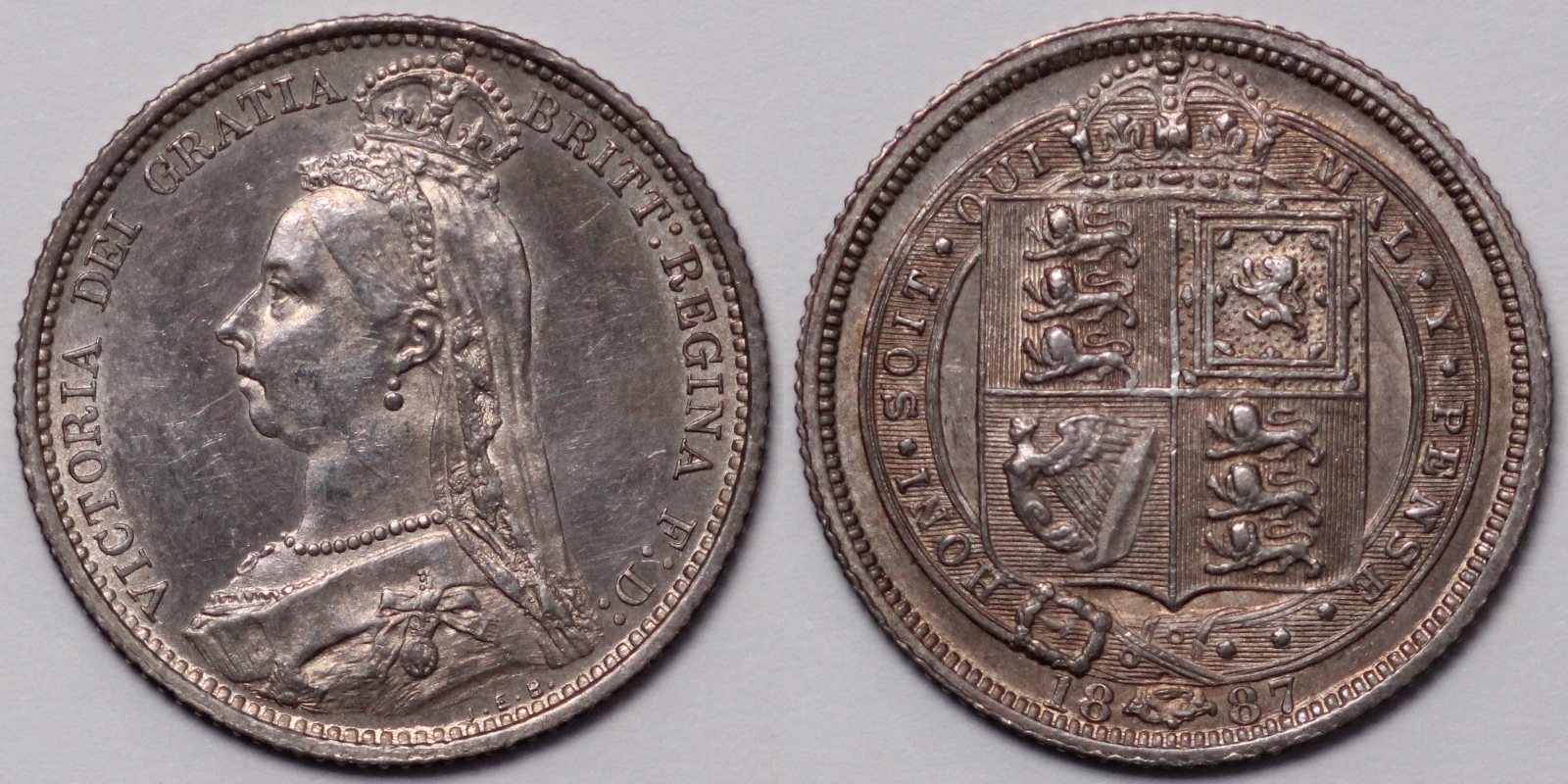 Great Britain 1887 Sixpence Victoria Jubilee Head Shield Reverse Silver ...