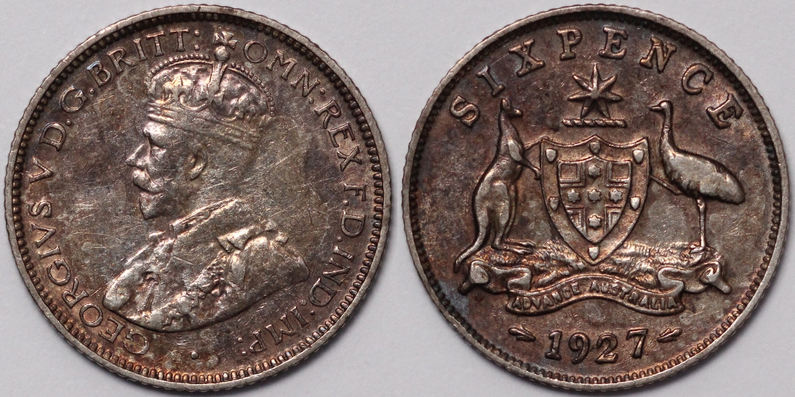 Australia 1927 Sixpence 6D George V Sterling Silver Coin - Imperial ...