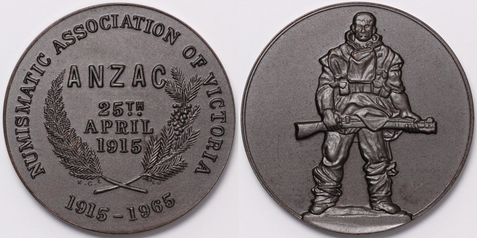 1965 Numismatic Association of Victoria ANZAC 50th Anniversary Bronze ...