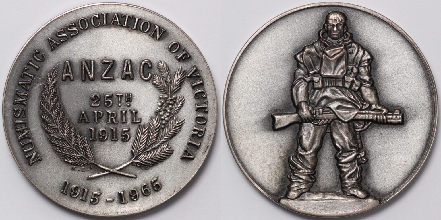 1965 Numismatic Assoc. of Victoria ANZAC 50th Anniversary Sterling ...