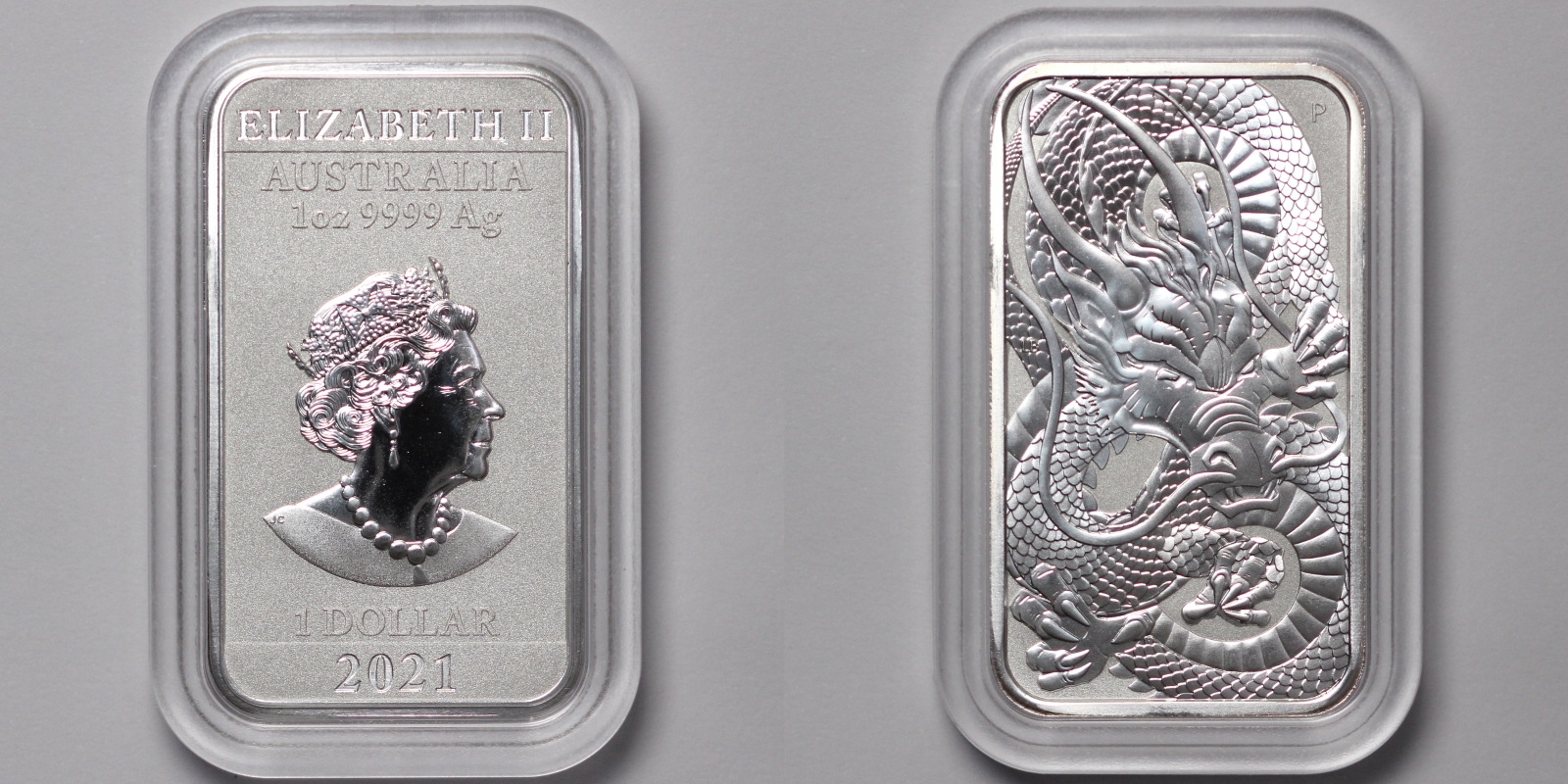 Australia 2021 $1 1oz 9999 Silver Dragon Rectangular Bullion Coin/Bar ...