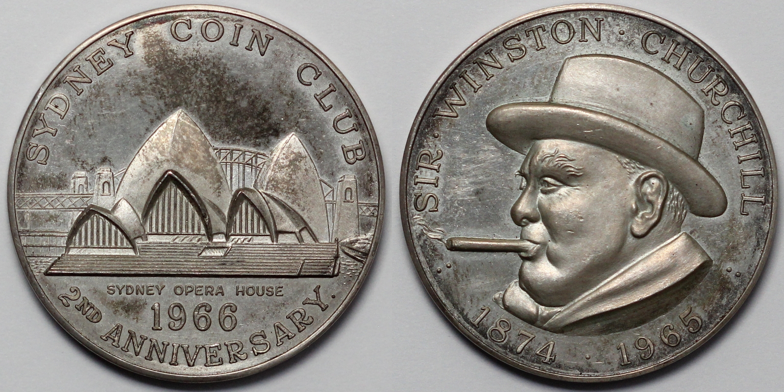 1966 Sydney Coin Club 2nd Anniversary Opera House / Churchill Silver ...