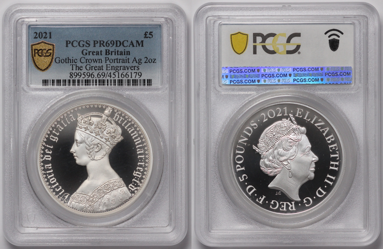 PCGS PR69DCAM Great Britain 2021 £5 Gothic Crown Portrait 2oz Silver ...