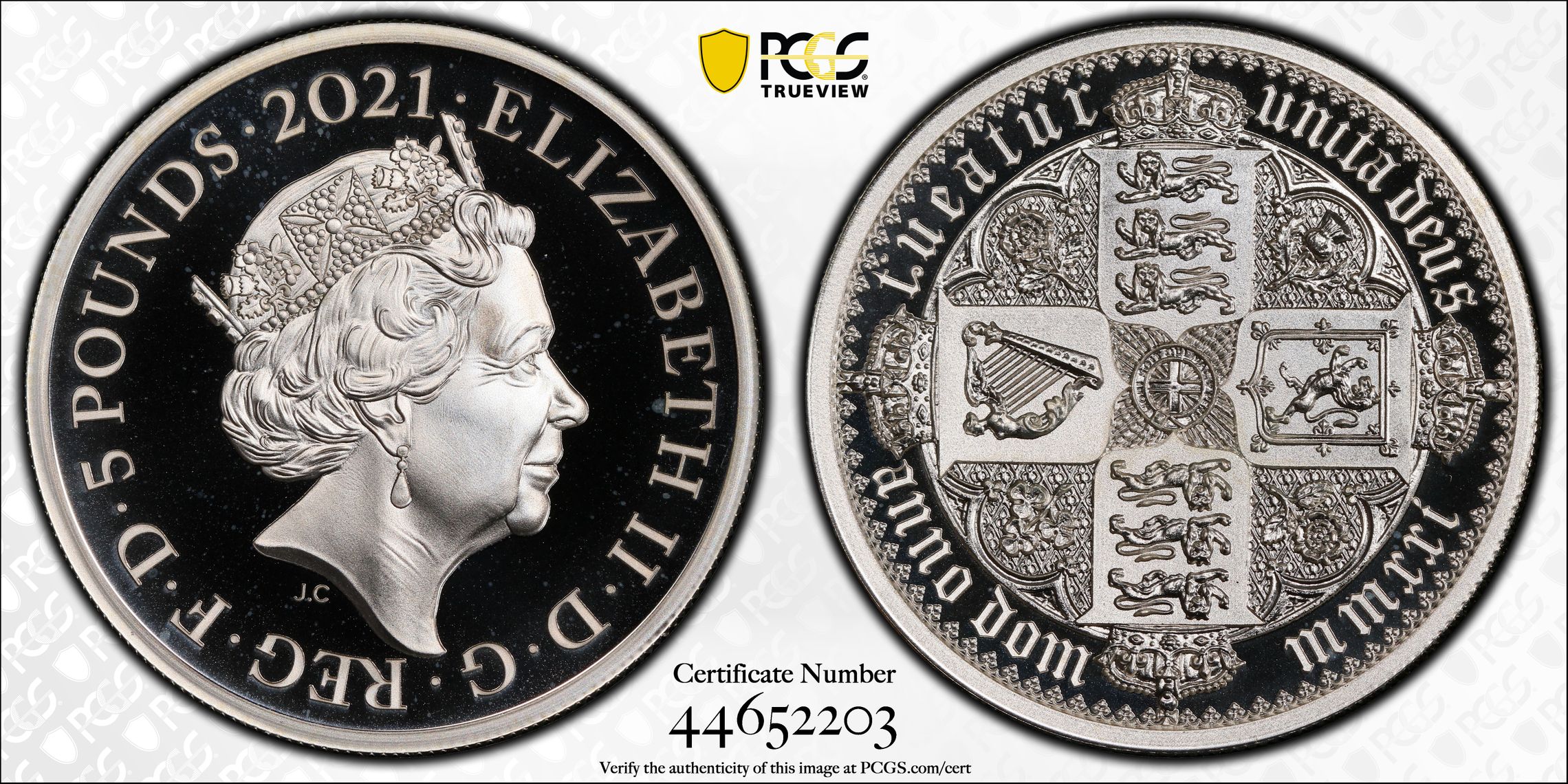 PCGS PR67DCAM Great Britain 2021 £5 Gothic Crown Quartered Arms 2oz ...