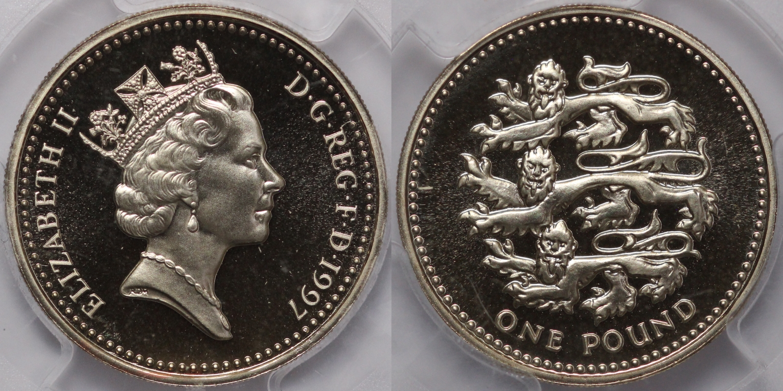 PCGS Graded PR69DCAM Great Britain 1997 £1 Pound English Lions Proof ...