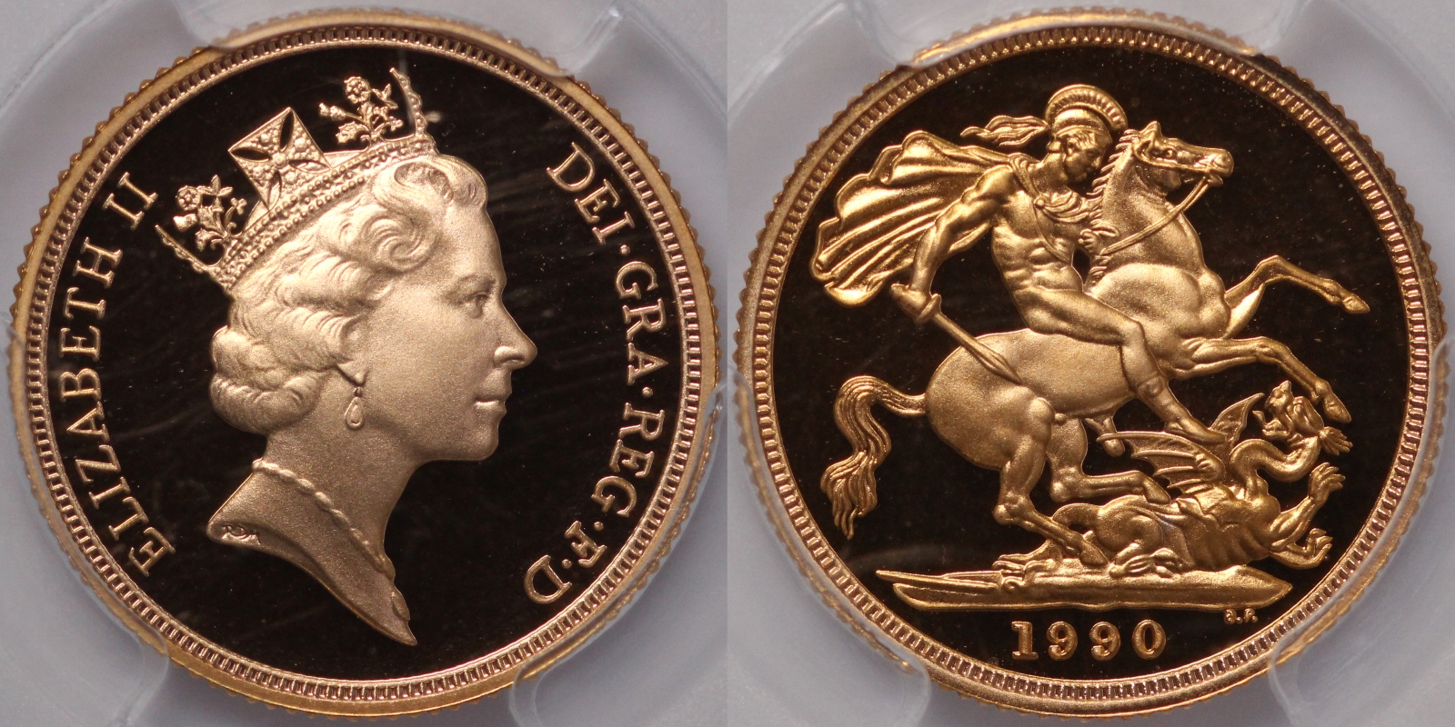 PCGS PR69DCAM Great Britain 1990 Full Sovereign Elizabeth II Gold Proof ...
