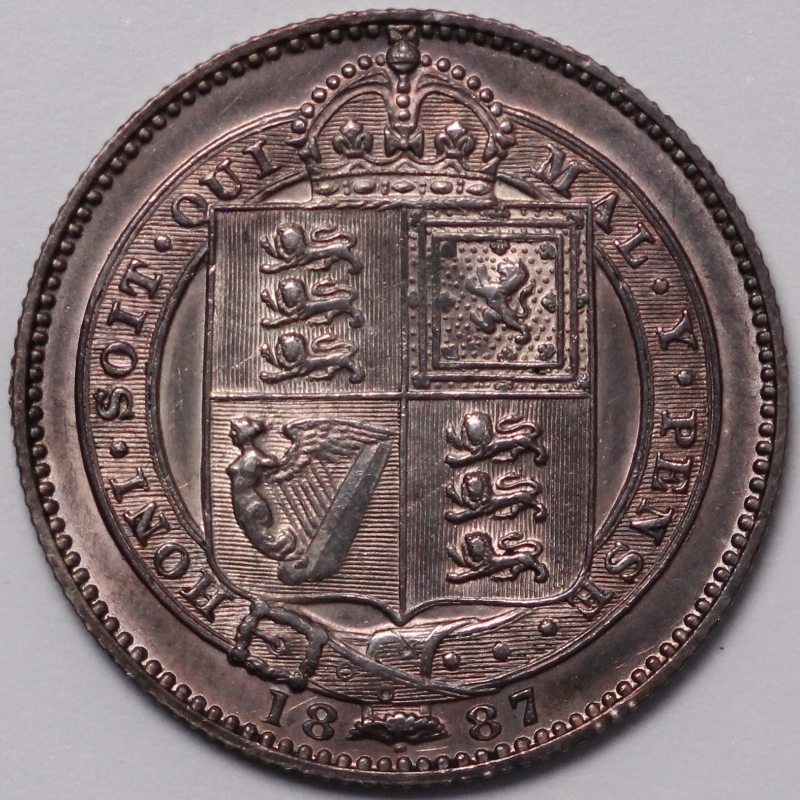 Great Britain 1887 Shilling Victoria Jubilee Head Crowned Shield Silver ...