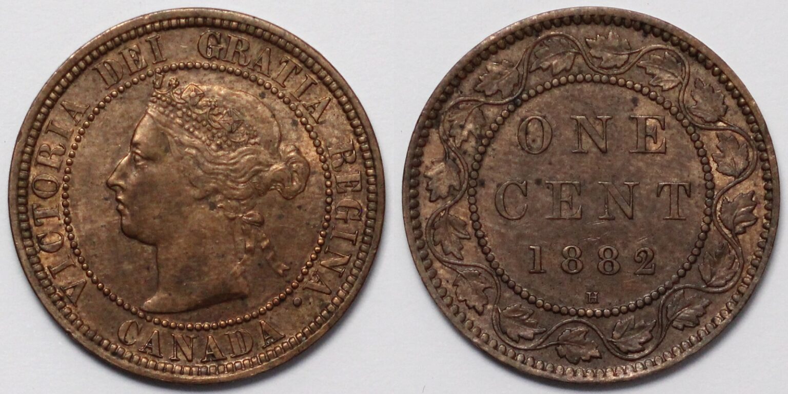 Canada 1882-H 1 Cent Victoria KM# 7 Heaton Mint World Bronze Coin ...