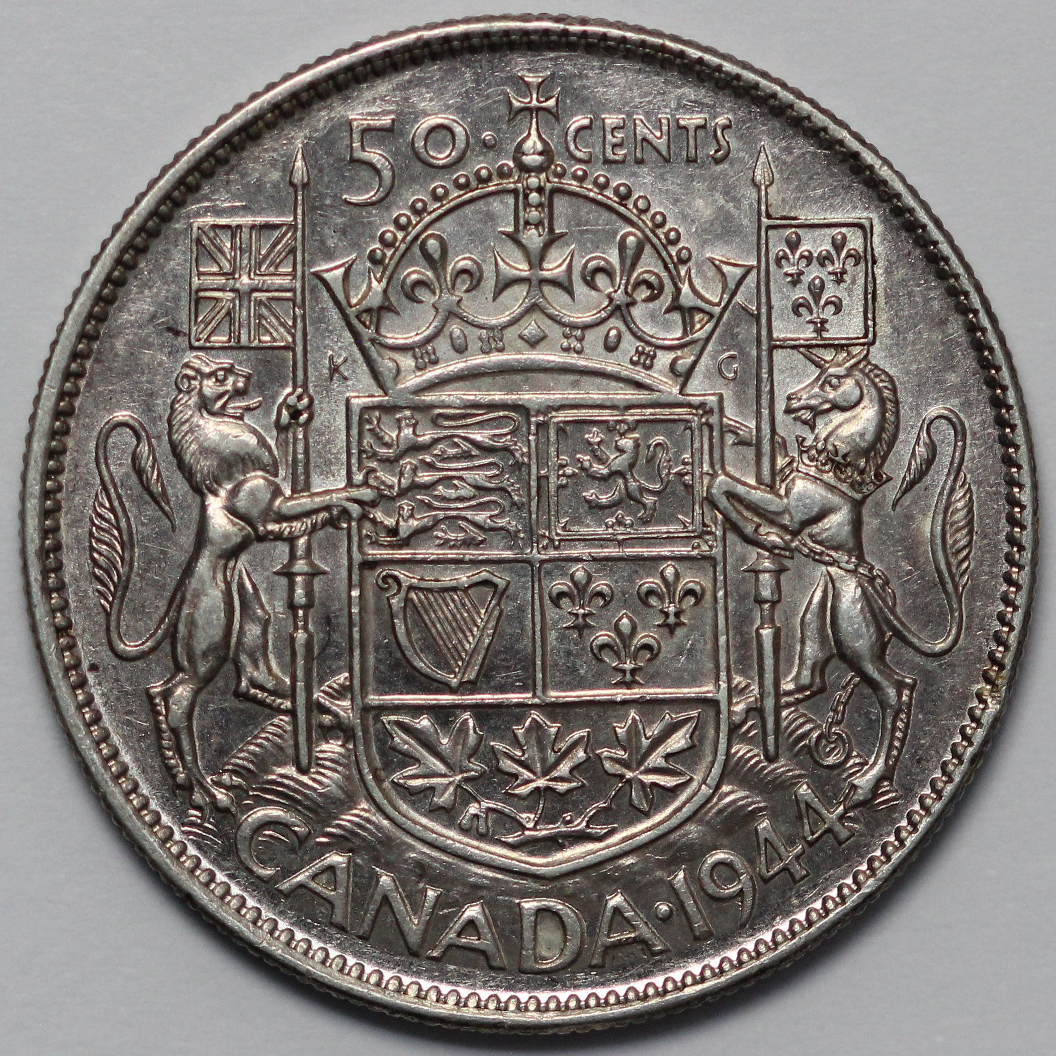 Canada 1944 Fifty Cents 50C Wide Date George VI KM# 36 World Silver ...