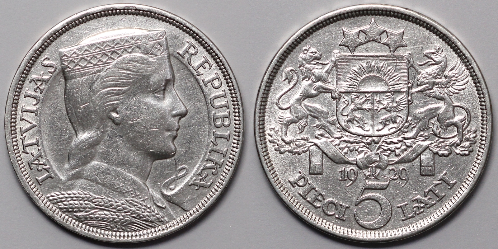 Latvia 1929 5 Lati KM# 9 World Silver Coin - Imperial Numismatics