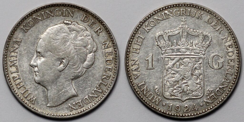 Netherlands 1924 1 Gulden KM#161.1 Wilhelmina I Seahorse Privy World ...