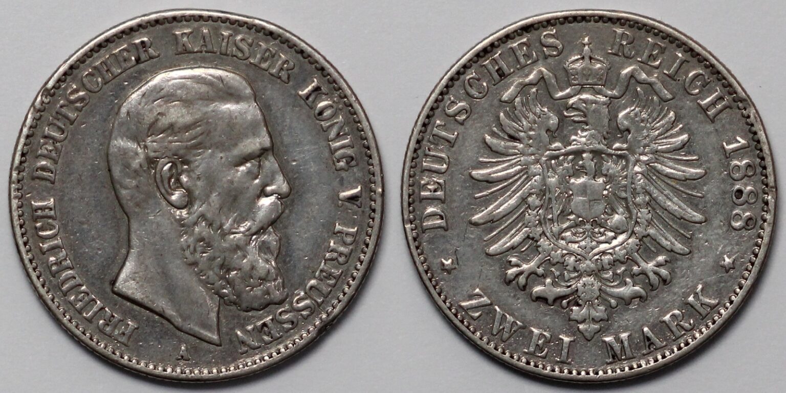 German States - Prussia 1888-A 2 Mark Friedrich III KM# 510 World ...