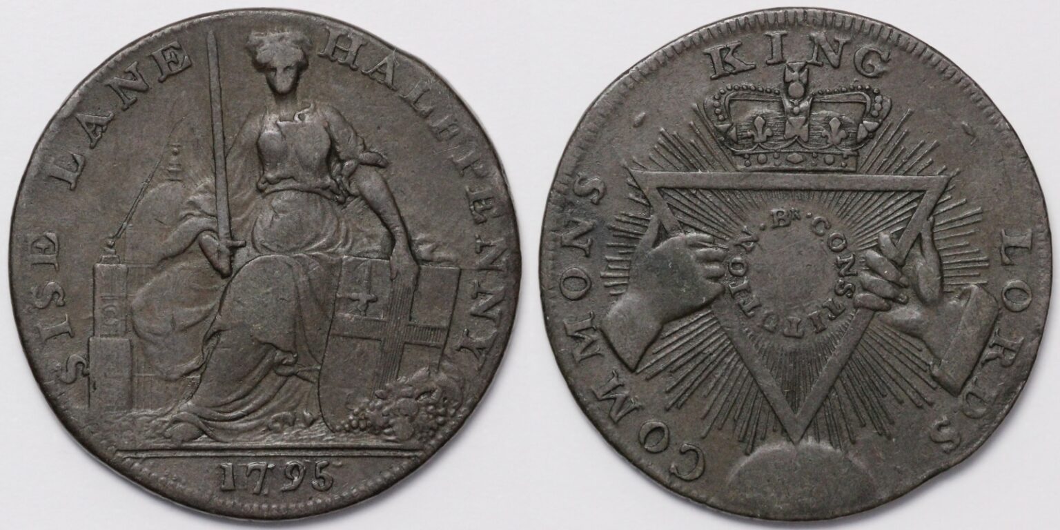 Middlesex Sise Lane London 1795 Copper Halfpenny Token T & R Davidsons ...