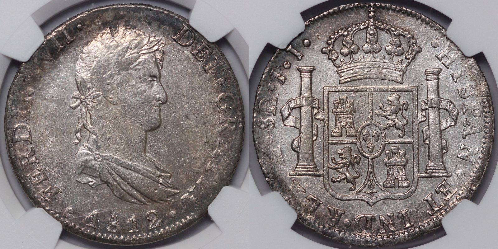 NGC AU Details Cleaned Mexico 1812-Mo JJ 8 Reales Ferdinand VII Silver Coin - Imperial Numismatics