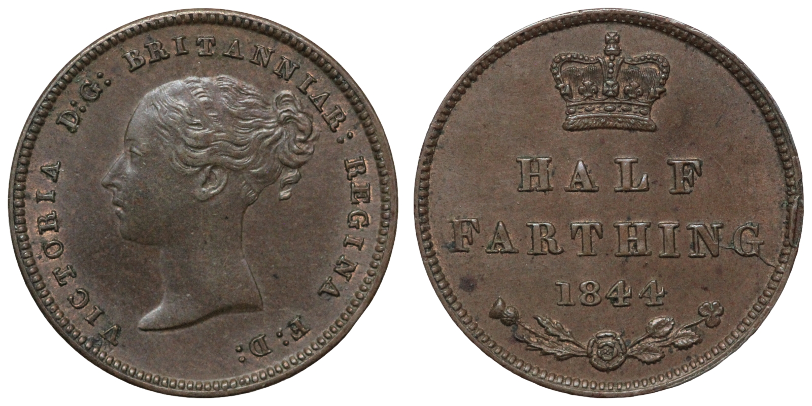 Great Britain 1844 Half-Farthing Victoria S-3951 Copper Coin - Imperial ...