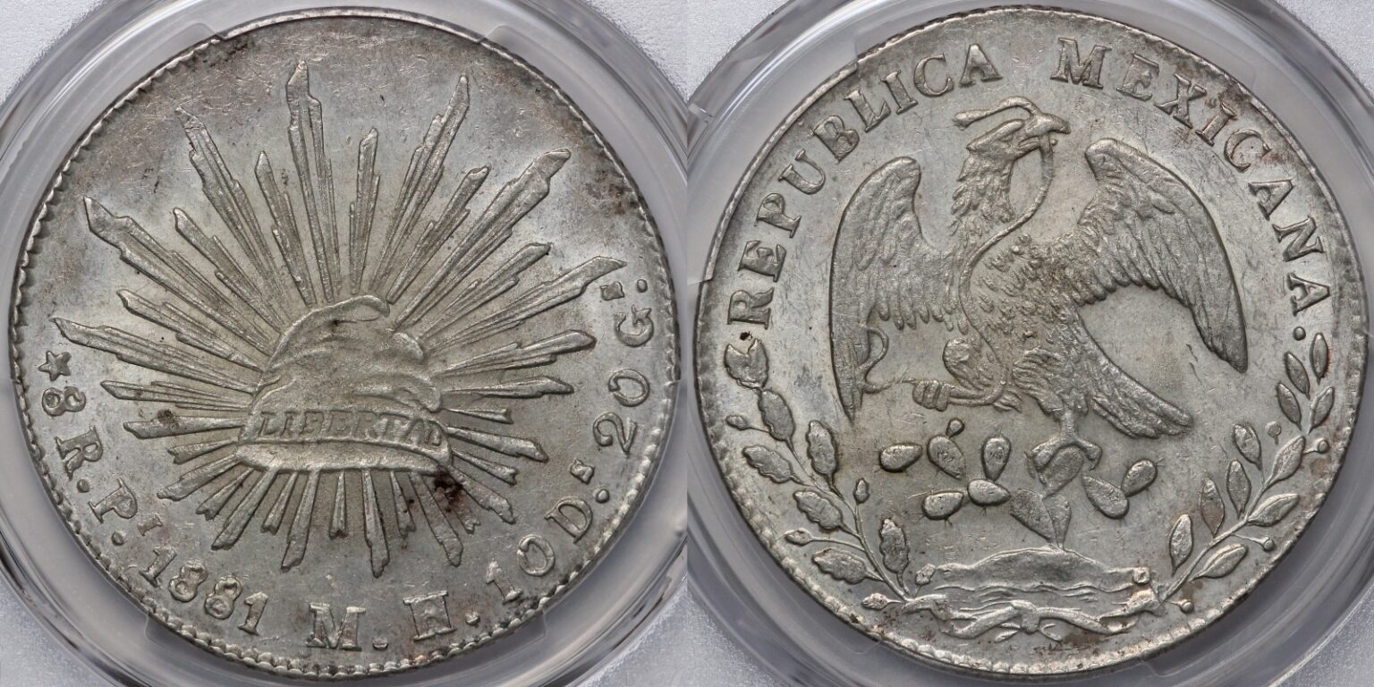 PCGS Genuine Cleaned Uncirculated Details Mexico 1881-Pi MH 8 Reales Silver Coin - Imperial ...