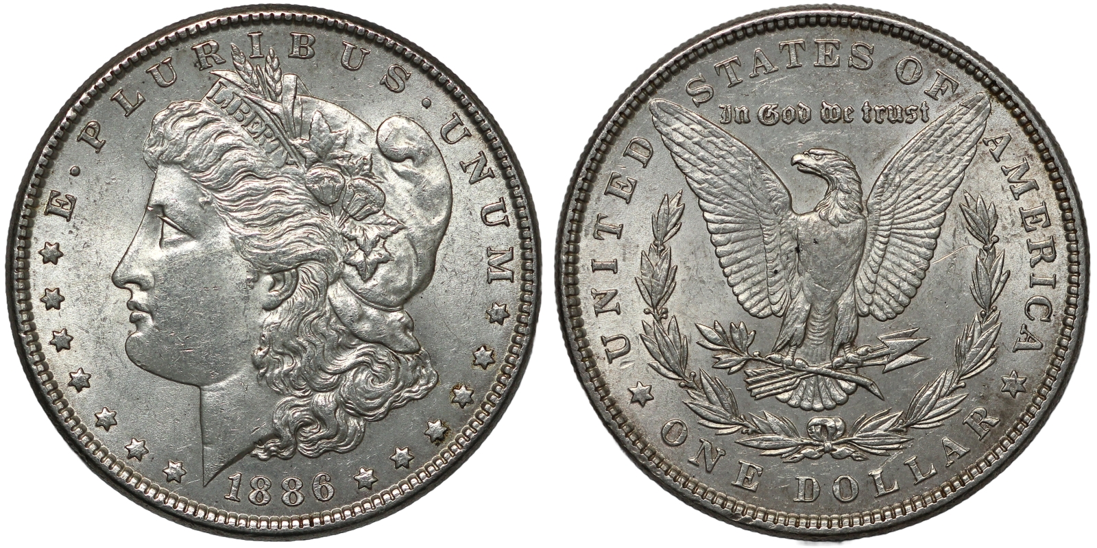 United States USA 1886 Morgan Dollar $1 Philadelphia Mint World Silver ...